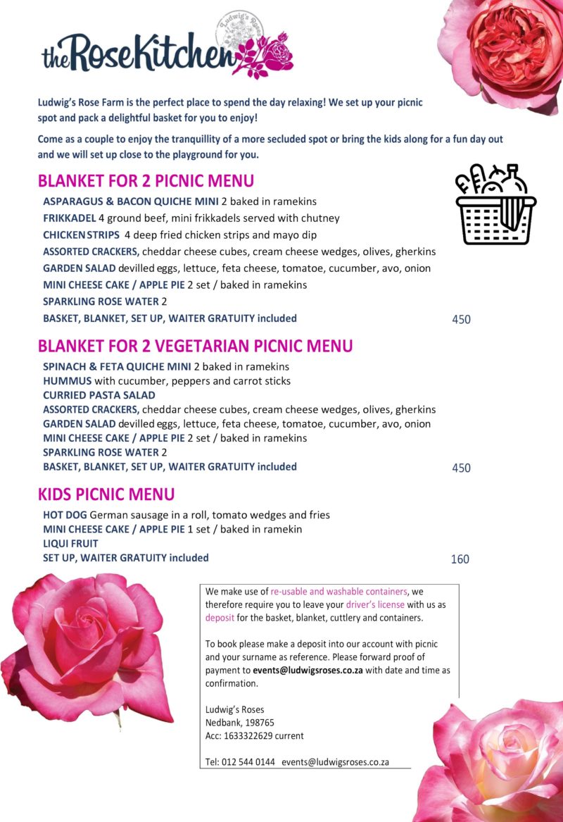 the ROSE kitchen MENU - Ludwig's Roses